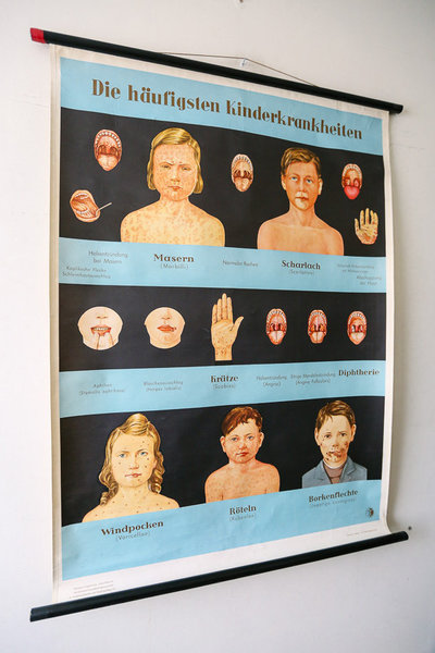 German Vintage Brown Paper Educational Chart 90x119cm | Vinterior