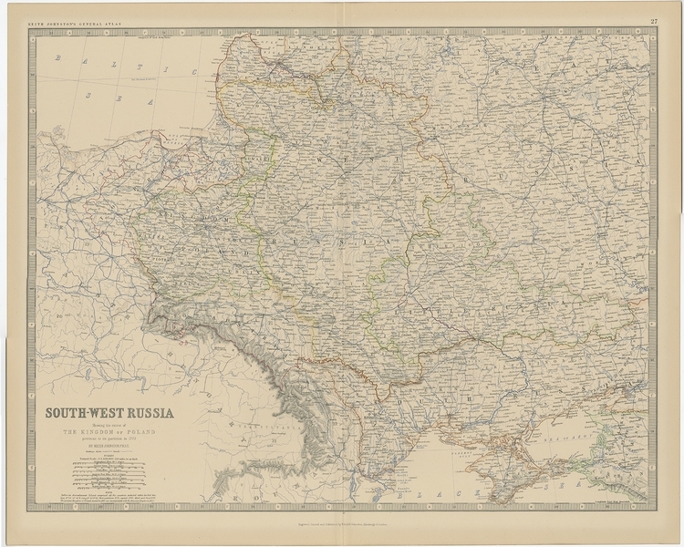 Antique Map Of Southern Russia By Johnston (1882) | Johnston | Vinterior