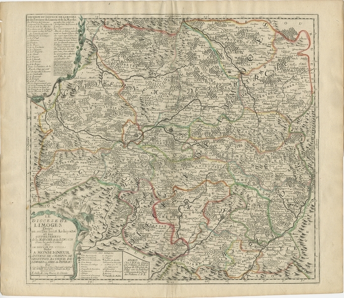 Antique Map Of Limoges By Nolin (C.1690) Map 54x62cm | Vinterior