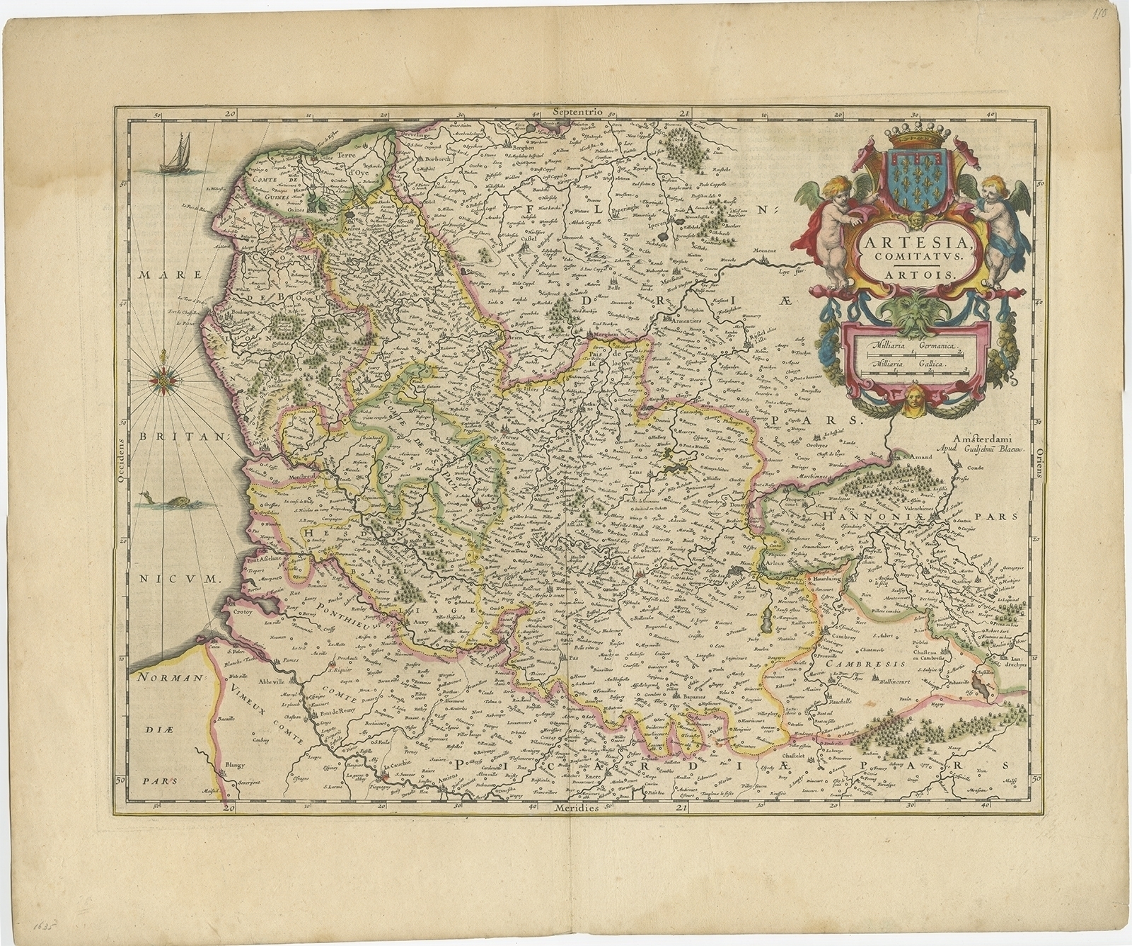 Antique Map Of Artois By Blaeu (C.1640) Map 50x60cm | Vinterior