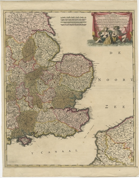 Antique Map Of Southeast England By De Wit (C.1690) | Vinterior