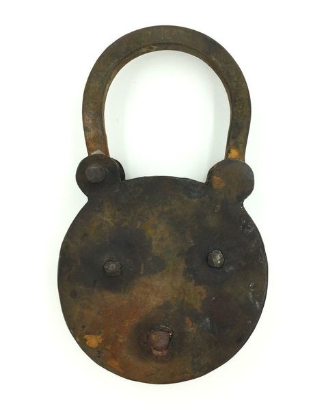 African Accessories | Brass Antique Moroccan Lock, Brown | Vinterior