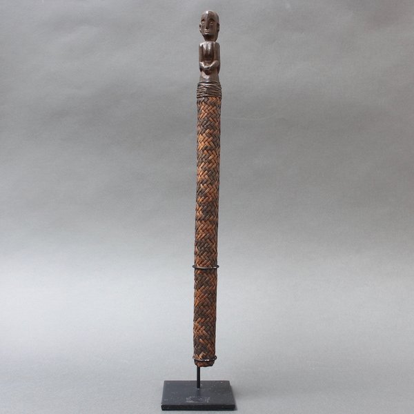 Carved Wooden Ancestor Sculpture With Rattan Body From Borneo (Circa ...