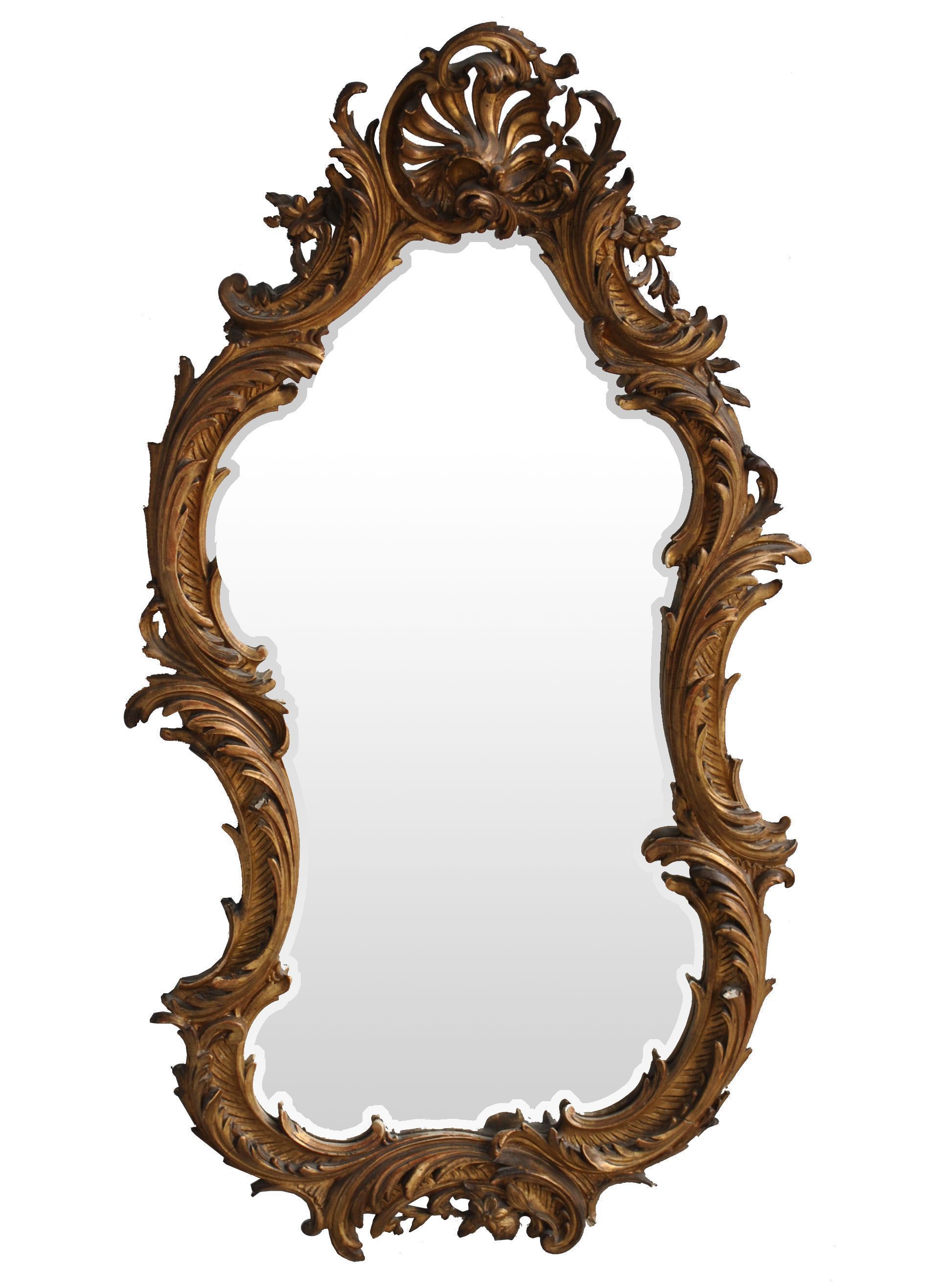 Antique 19th Century Gilded Stucco Mirror in Gold | Vinterior