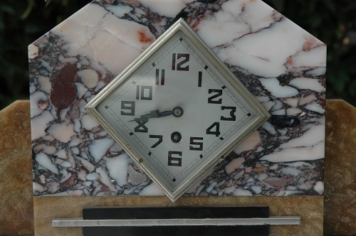 Art Deco Marble Pendulum With Birds High. 43.5cm | Vinterior