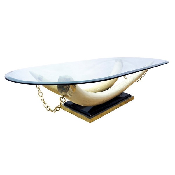 Mid Century French Faux Ivory Tusk Coffee Table, 1970s | Vinterior