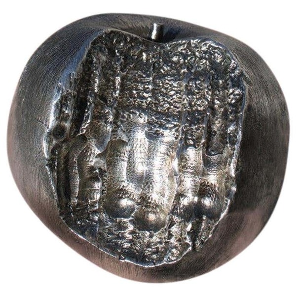 Apple Metal Sculpture With Bite Lebanese Artist Amine El Bacha Silver ...