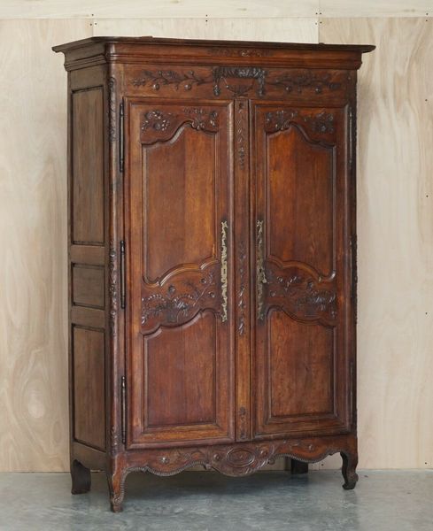 Antique 1844 Carved Dated Large Wardrobe Armoire With Expertly Crafted Panels Vinterior