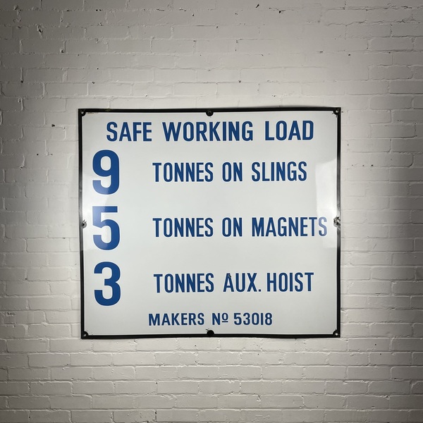 Large Vintage Industrial Enamel Sign From A Factory | Vinterior