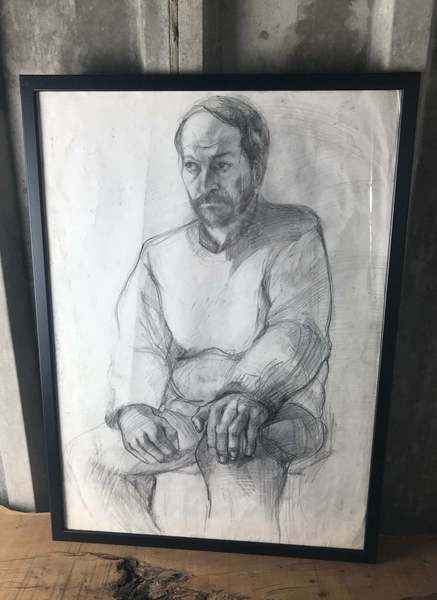 Stylish Original Vintage 1960’s Pencil Drawing Old Man With Jumper ...