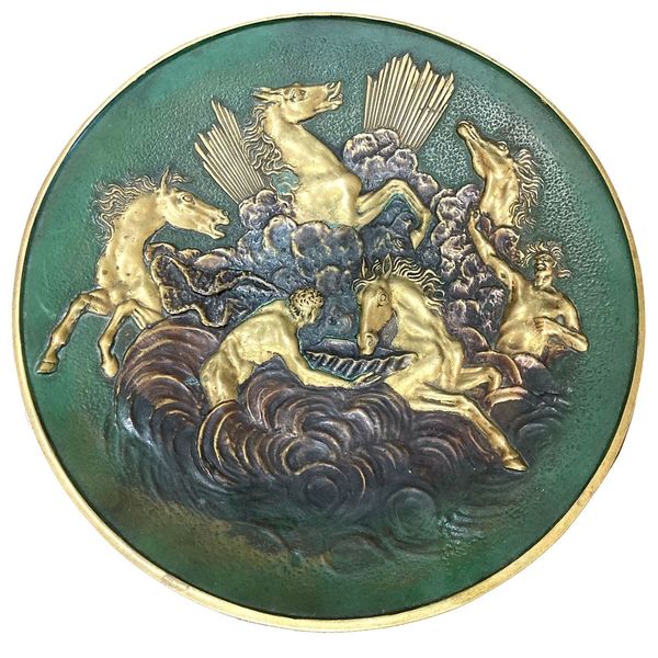 Double Patina Bronze Cup With Horses Circa 1900 By Leverrier | Vinterior