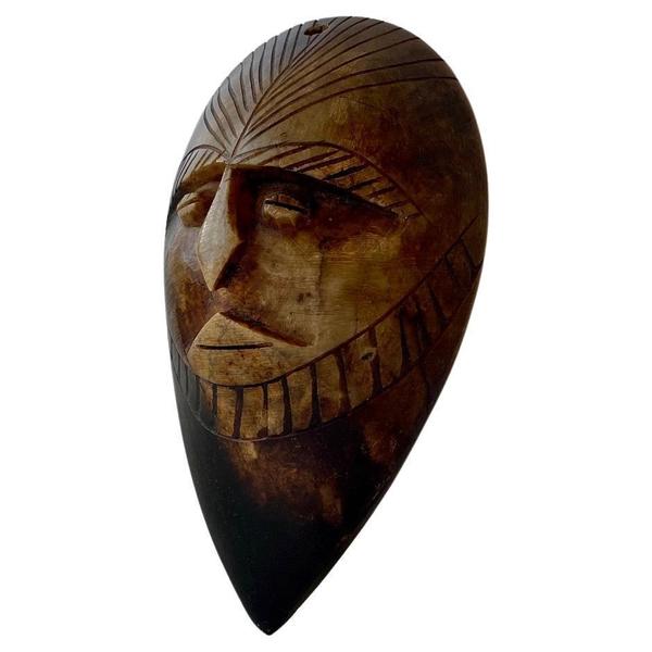 African Death Mask In Hand Carved Stone, Mid 20th Century | Vinterior