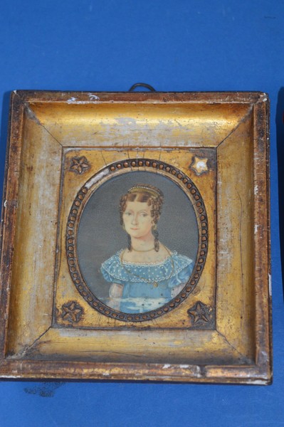 Two Georgian Portrait Miniatures, C1800.Original Frame And Tooled ...