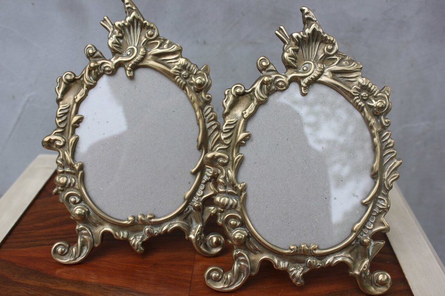 Two French Art Deco Brass Frames Stunning Ornate Photo Frame Adjustable ...