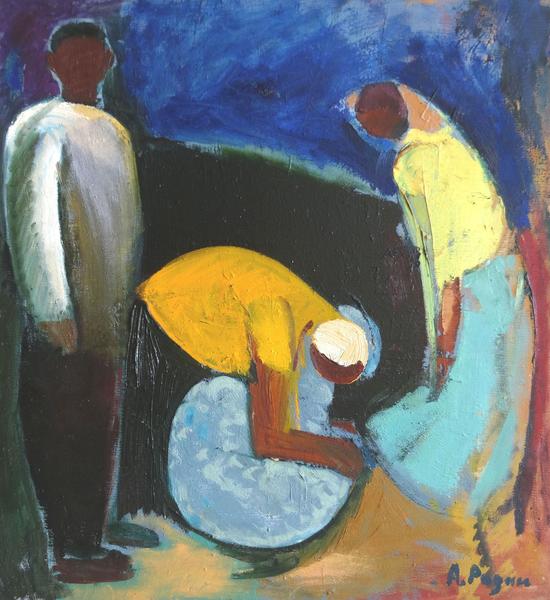 Aleksandr Rodin Three Figures. Oil On Canvas | Vinterior