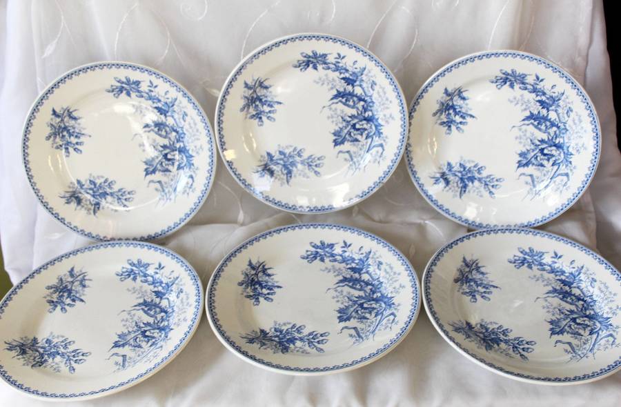 6 Antique Ceramic Dinner Plates, Maestricht Holland, Model Chardon ...