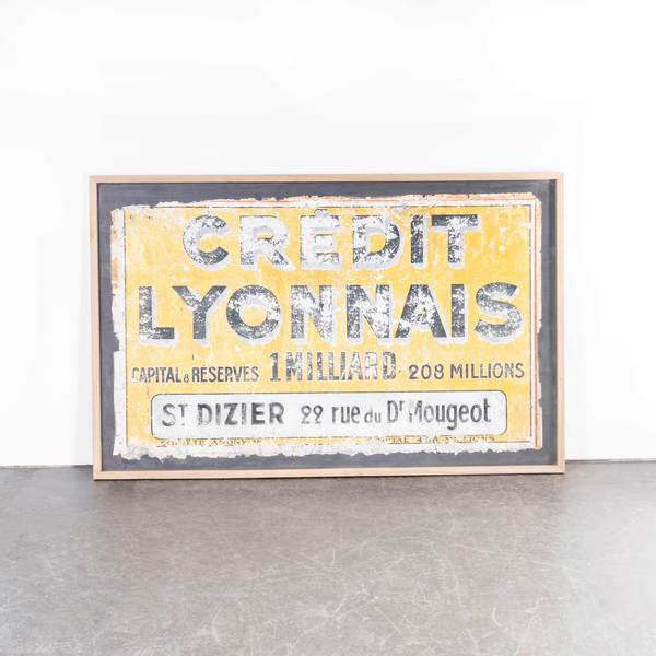 1930’s Original Zinc Advertising Sign – Credit Lyonnais | Vinterior