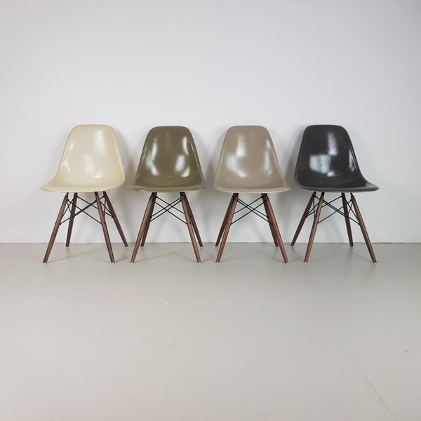 Eames Herman Miller Dsw Side Chairs In Greys Umber / Grey / Greige ...
