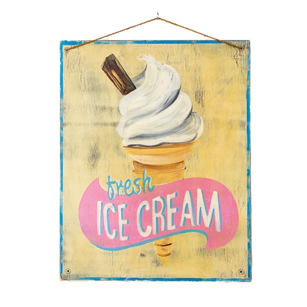 Reproduction Hand Painted Wooden ‘Ice Cream’ Signage | Vinterior