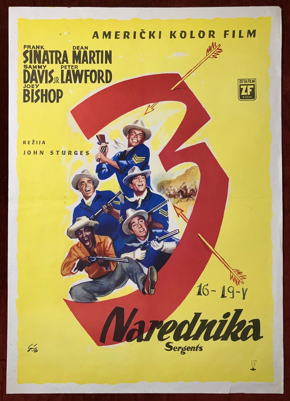 1962 Original Movie Poster Sergeants 3 Frank Sinatra Dean Martin John ...