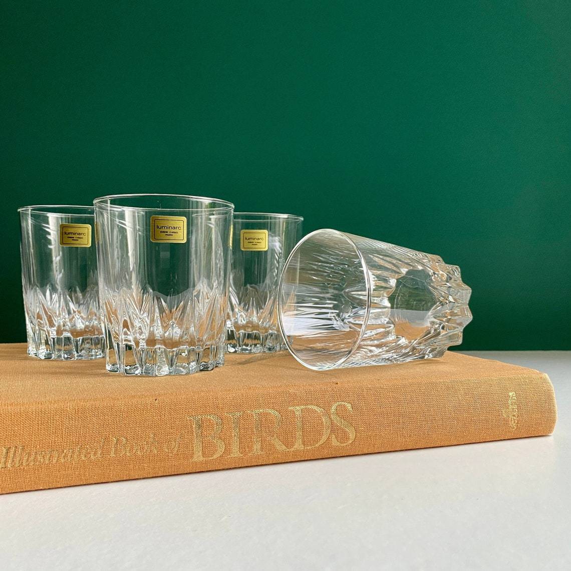Set Of 4 Vintage Luminarc Clear Glass Tumblers Heavy Base French Glass Drinking Set Vintage Barware Vinterior