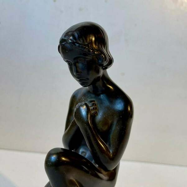 Just Andersen & Elna Borch Patinated Sculpture Of Young Woman, 1930s ...