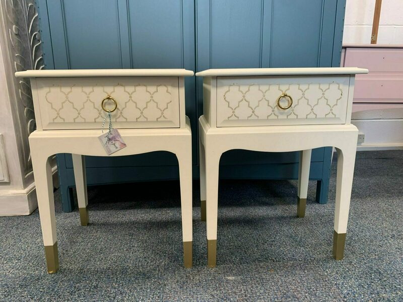 Stag Minstrel Pair Bedside Tables Painted Bespoke Moroccan Geometric ...