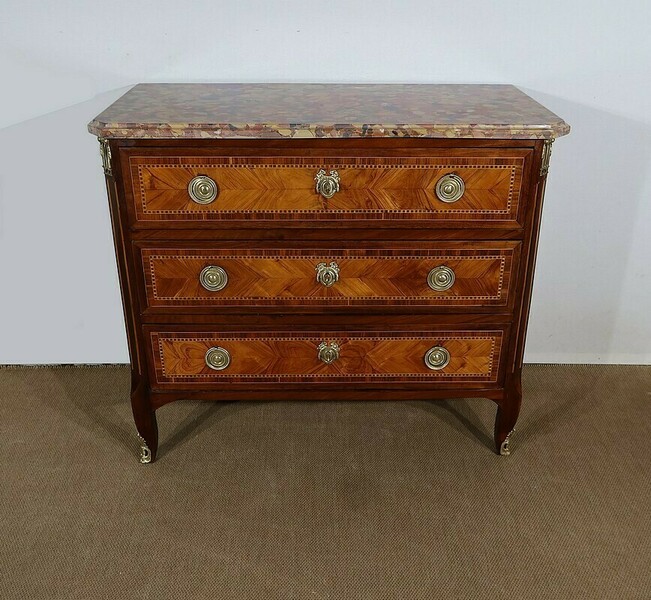 Small Commode In Precious Wood Marquetry, Stamped Cm. Magnien, Louis ...