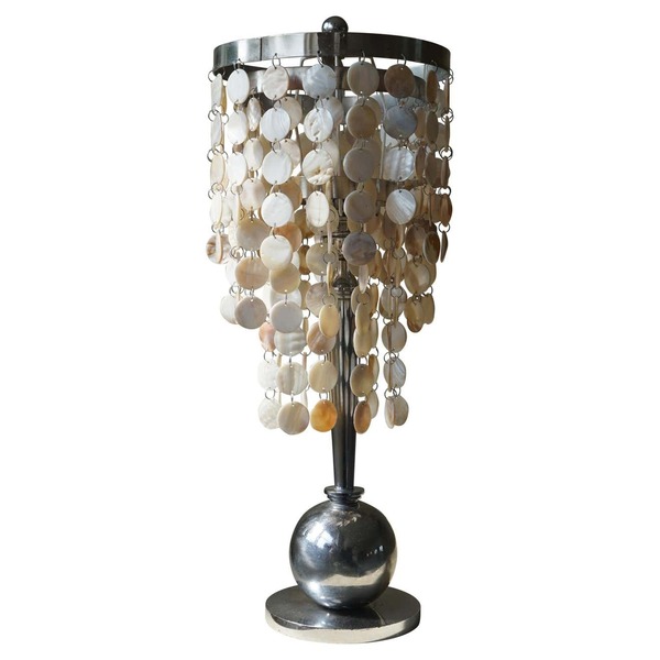 Art Deco Table Lamp With Mother Of Pearls Top And Funkis Style Frame ...